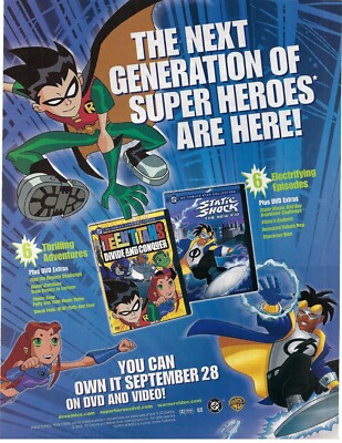2004 Teen Titans/Static Shock DVD Print Ad/Poster Cartoon TV Series ...