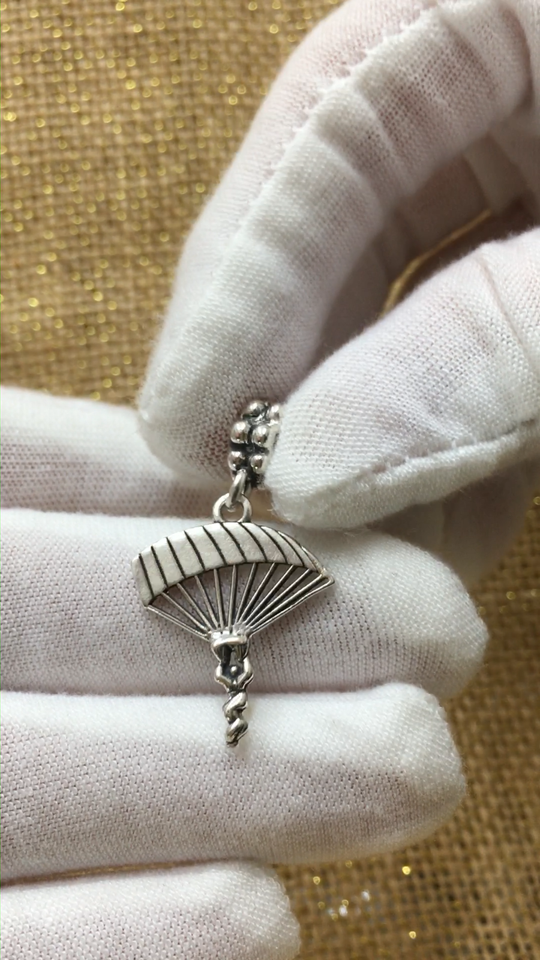 Sterling Silver Parasailing Parachute Skydiving Skydiver Dangle Bead ...