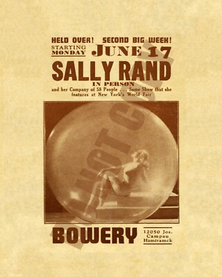 Sally Rand Burlesque Show at Hamtramck The Bowery Night Club Repro 8x10 ...