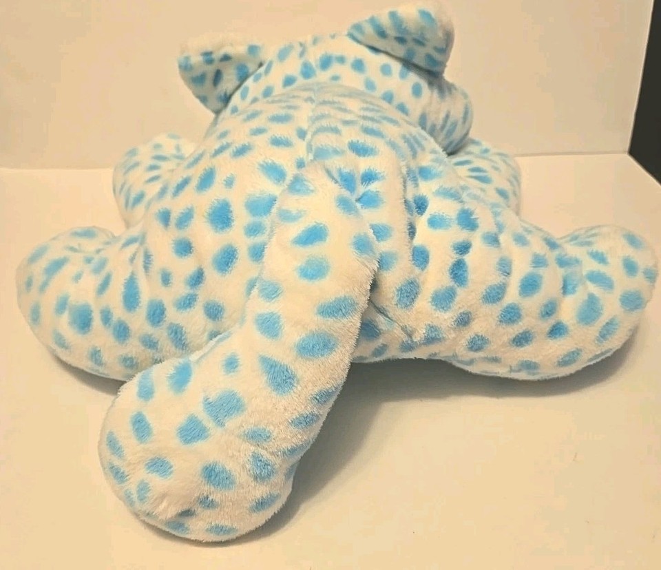 ANIMAL ALLEY STUFFED PLUSH WHITE BLUE POLKA DOT SPOT KITTY CAT LEOPARD ...