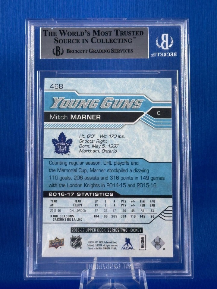 2016-2017 Upper deck Series Two Mitch Marner #468 Young Guns BGS 9 | eBay