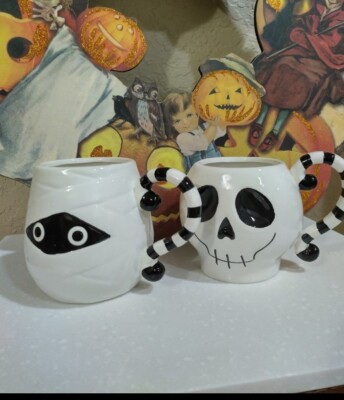 2) Mummy & Skeleton Coffee Cups Mug Cup NEW Halloween | eBay