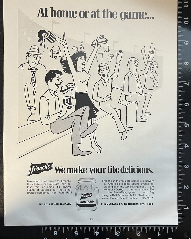French’s Mustard Miami FL Football 1974 Advertising Print Advertisement ...