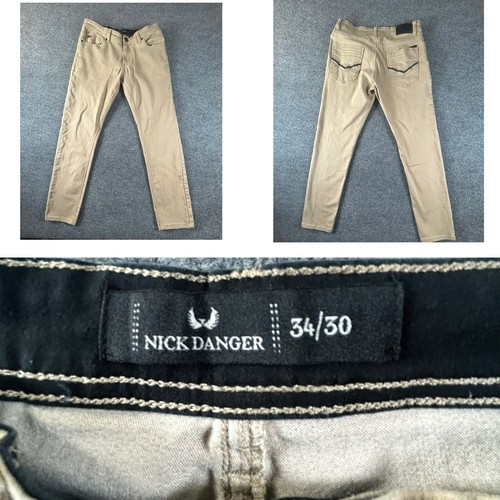 Nick Danger Men's Supreme Flex Jeans Pants Stretch Slim Fit Khaki Brown ...