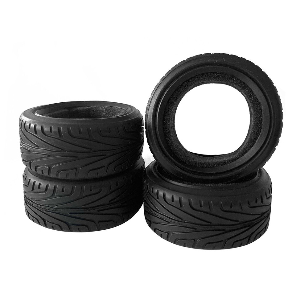 4x 1/10 RC On Road Cars Soft Rubber Tires Set With Foam 28mm/26mm Width ...