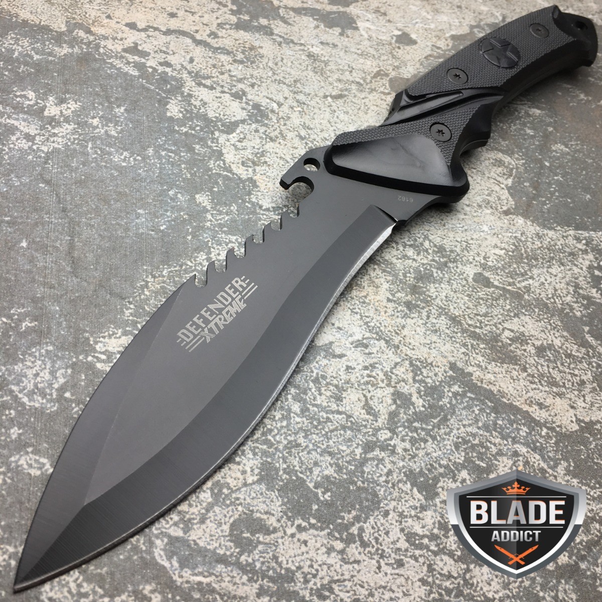 2 PC SURVIVAL Black Hunting Fixed Blade Tactical Combat BATTLE Knife w ...