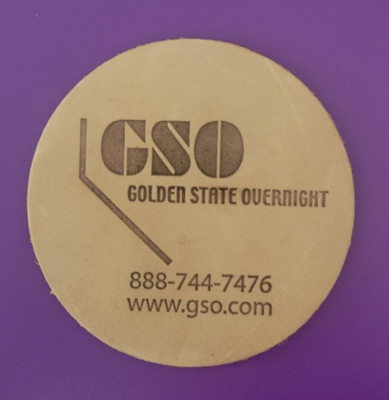 1 Leather Coaster Advertisement business promo GSO Golden State ...