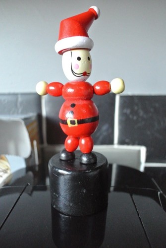 Vintage Santa Claus Father Christmas Wooden Push Puppet | eBay