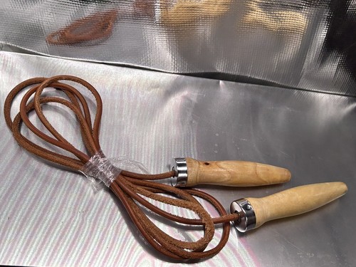 Real Leather Jump Rope. Ball Bearings Wood Handles. Vintage Exercise ...