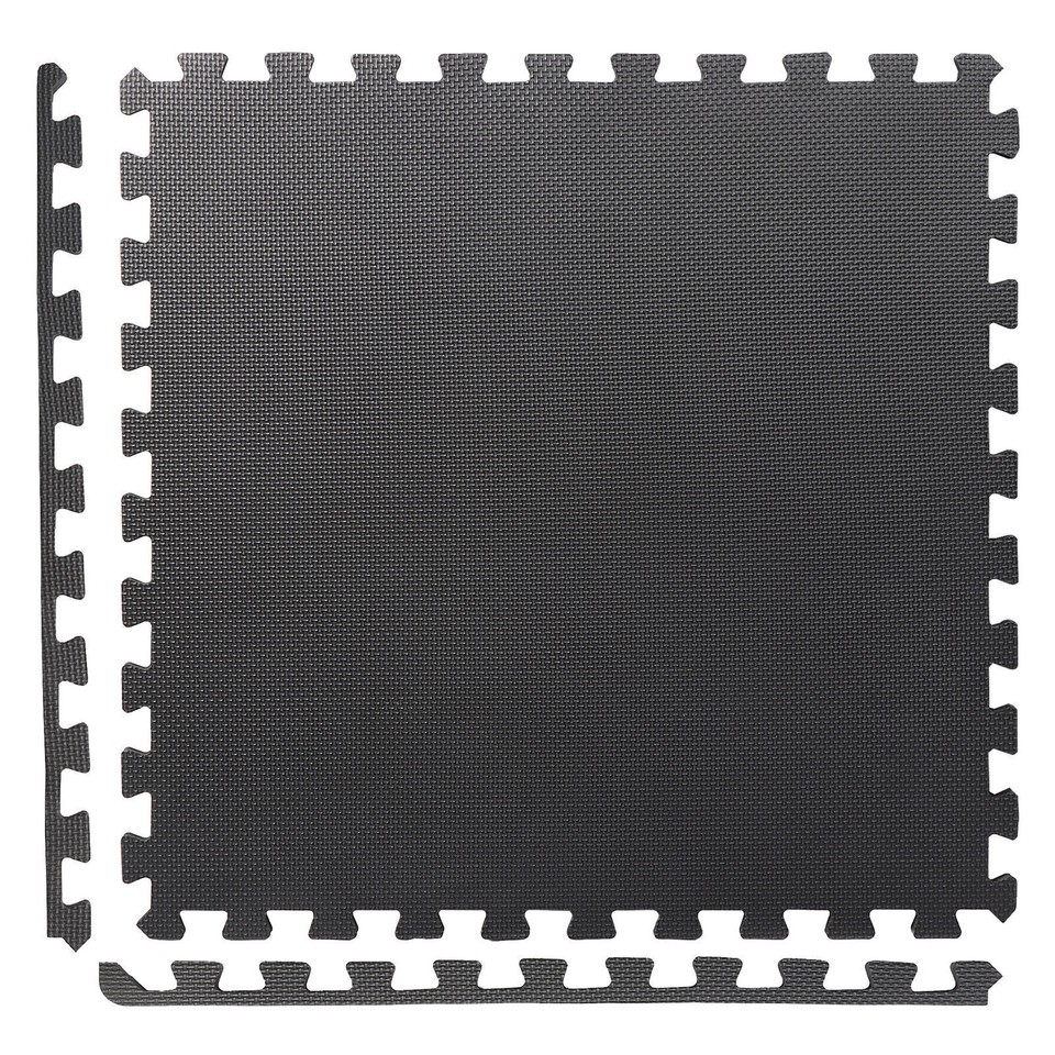 18 Pieces Puzzle Exercise Floor Mats Workout Gym Equipment Mat Black 24 ...