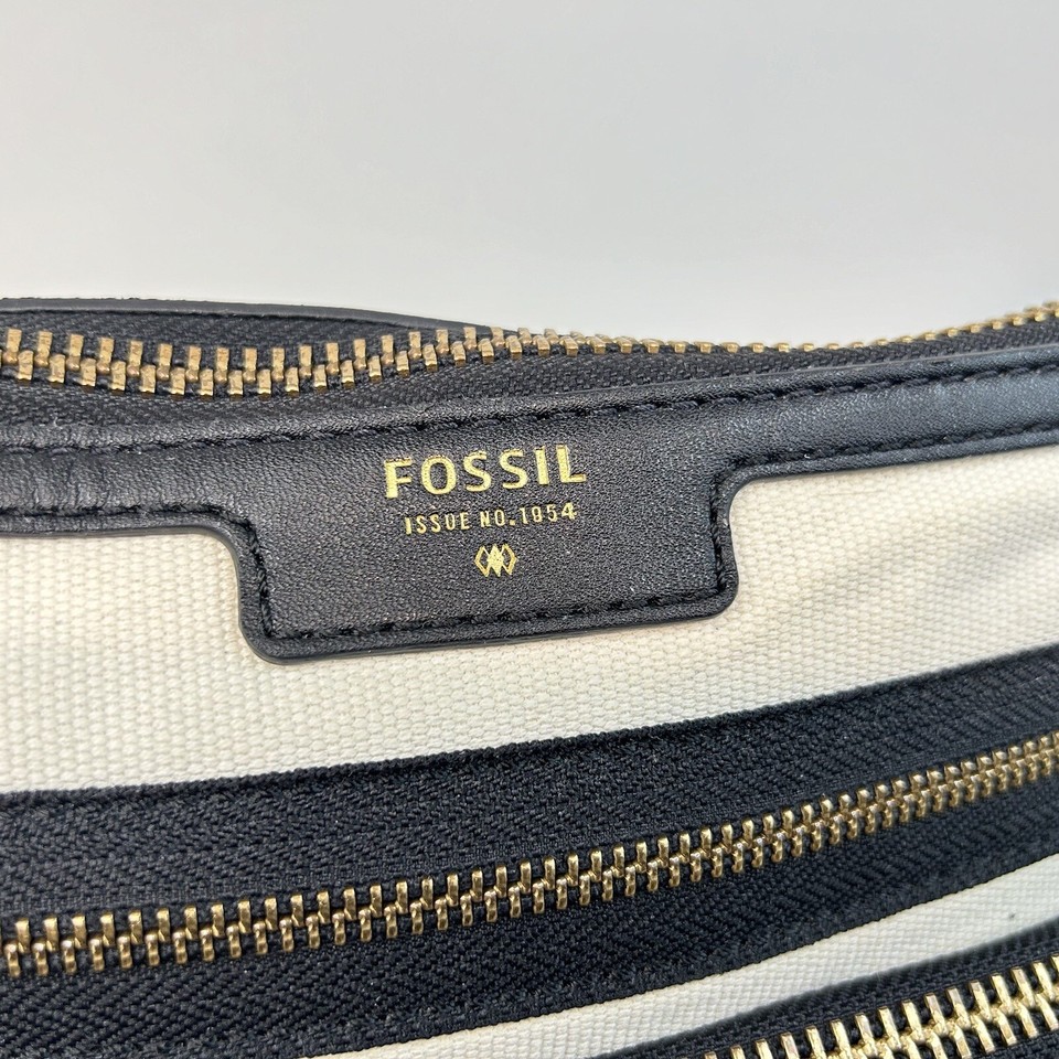 :Sturdy Urban FOSSIL Heavy Cloth Black/Cream Striped Crossbody Bag | eBay