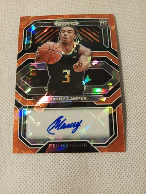 2021 MANNY CAMPER PANINI PRIZM ORANGE AUTOGRAPHED AUTO ROOKIE CARD RC # ...