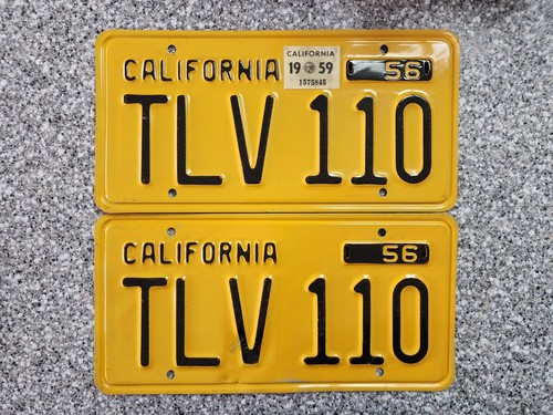 1956 California License Plates, 1959 Validation Sticker, DMV Clear ...