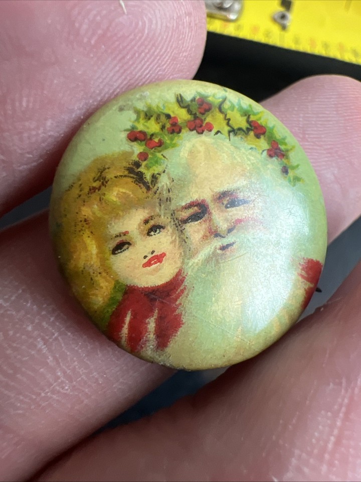 VTG Whitehead & Hoag Celluloid Pinback Button Santa & Child Christmas ...