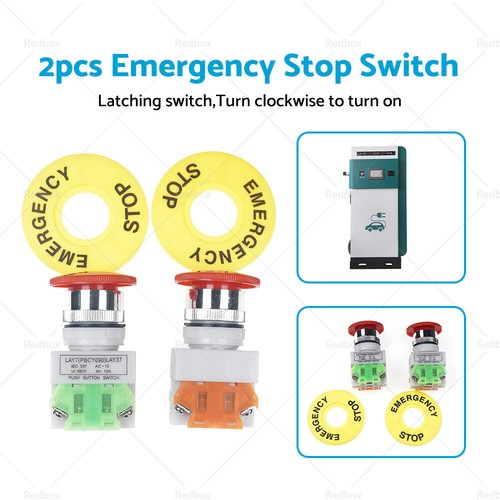 Emergency Stop Button 2Pcs Shut Off Push Button Switch Red Mushroom ...