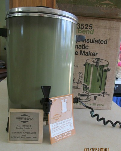 Vintage West Bend Avocado 30 cup Electric Coffee Maker "Used" | eBay