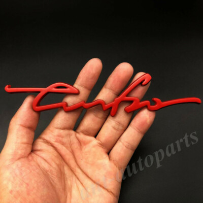 Red Metal Art Cursive Turbo T Car Trunk Rear Emblem Badge Decals ...