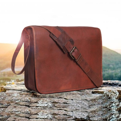 Men's Vintage Leather Messenger Business Big Classic Laptop Briefcase ...
