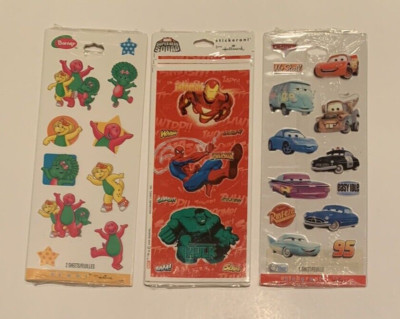 Vintage Stickeroni Hallmark Super Hero Squad Sticker Barney Cars ...