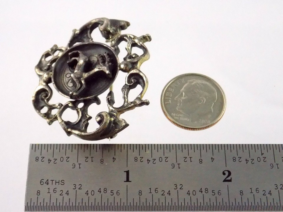 Marked AS Sterling Silver Leaping Stag Brooch Deer Pin with Wreath ...