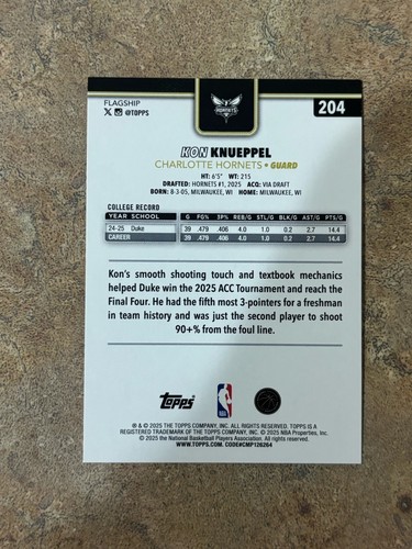 2025-26 Topps Blackout Target Exclusive Kon Knueppel Rookie RC #204 ...