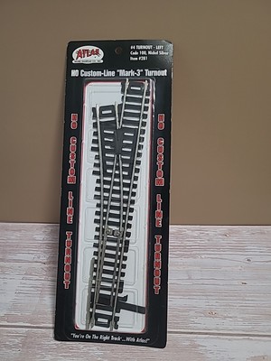 Atlas HO Scale Code 100 Custom Line Left Hand #4 Turnout #281.Brand New ...