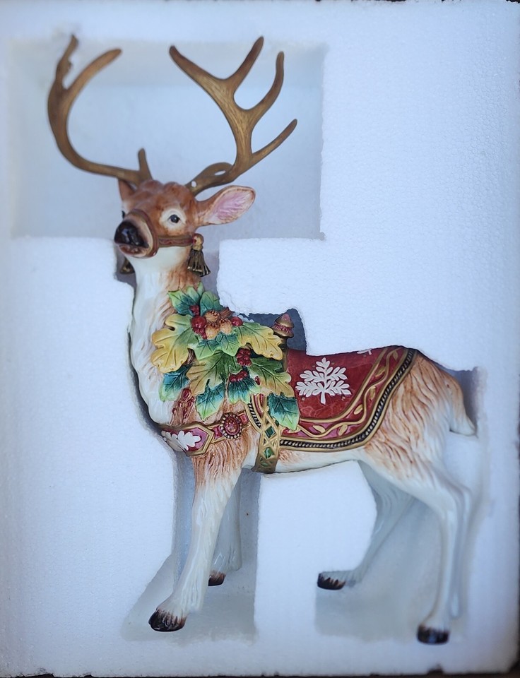 VINTAGE NEW IN BOX FITZ & FLOYD DEER FIGURINE W/ CHRISTMAS COAT | eBay