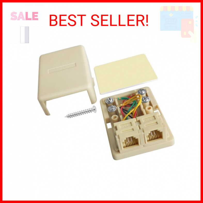 NECABLES Phone Jack Surface Mount Dual Port Telephone Jack Box with 2 ...