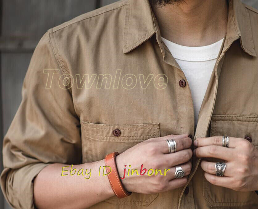 HBT Engineer Work Shirt Men's Long Sleeve Shirt Vintage Casual Pockets ...