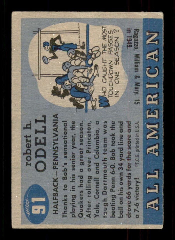 1955 Topps All American #91 Bob Odell VG/VGEX UER 566146 | eBay