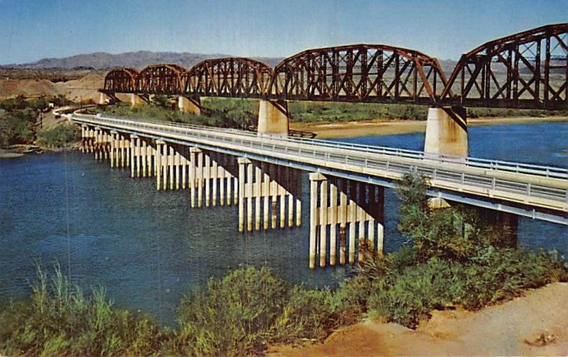 Postcard AZ: Highway & Railroad Bridges, Colorado River, Parker ...