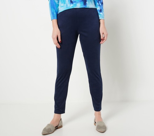 Susan Graver Women's Pants Sz M Regular Faux Suede Leggings Black ...