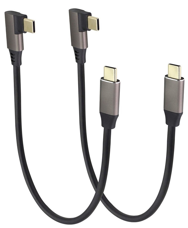 90° USB Type-C to Type-C Connector Cable 60W 3A Right Angle Male ...