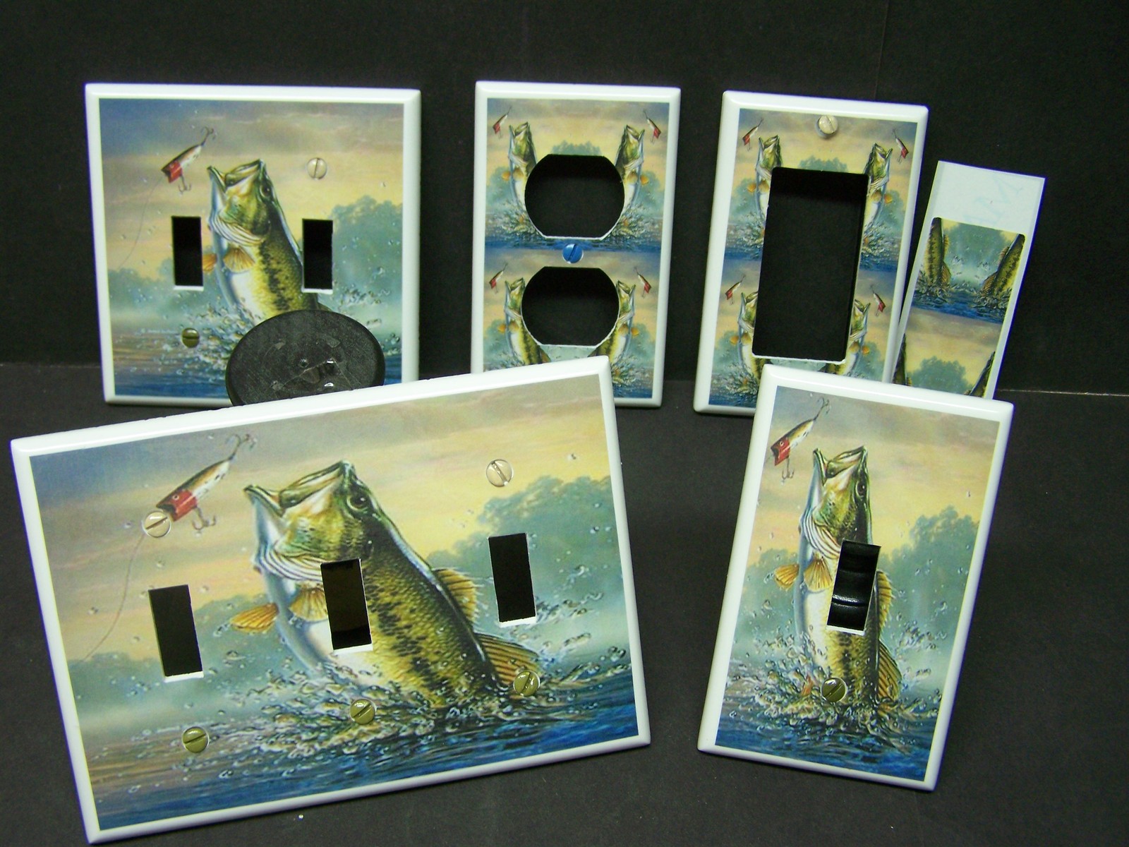 LARGE MOUTH BASS FISH FISHING IMAGE #1 LIGHT SWITCH COVERS PLATE AND ...