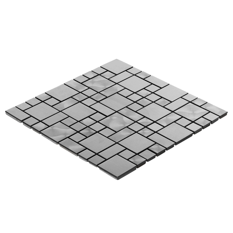 1 SF- Stainless Steel Metal pattern Mosaic Tile Kitchen Backsplash Wall ...