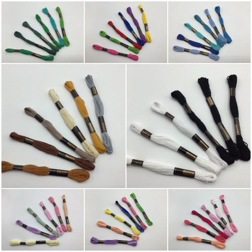 6 Skeins Trebla Embroidery Cross Stitch Thread '6 x 8 Metre Skeins' 100 ...