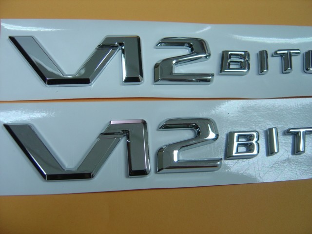 Pair of * V12 BITURBO * Badge Emblem Mercedes AMG S65 SL65 SL600 G65 ...