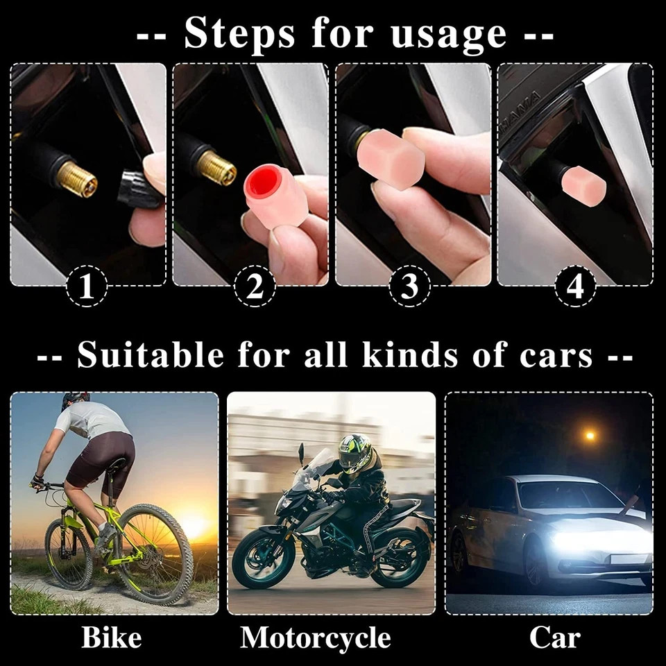 8Pcs Car Tire Caps Glow in The Dark Tire Valve Caps Glowing Tire Valve ...