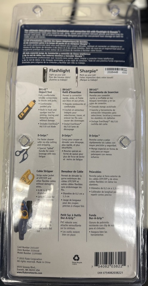 Fluke Networks 11293000 IS60 Pro-Tool Kit w/D914S, D-Snips, Sharpie | eBay