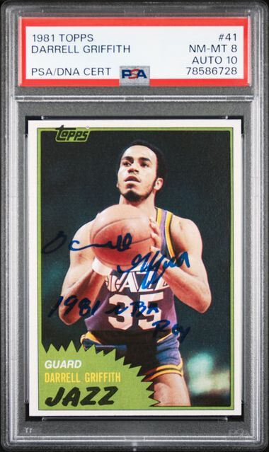 1981-82 Topps #41 Darrell Griffith Auto 1981 NBA ROY Card PSA DNA 8 10 ...