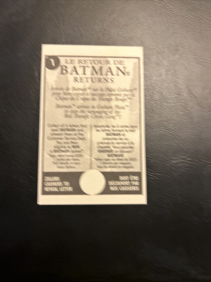 Jb7a Batman Returns 1992 Zellers Collection #1 Batman, Michael Keaton ...