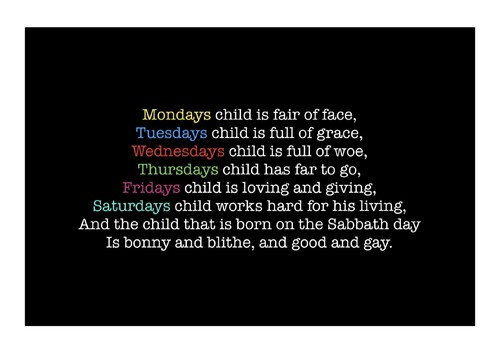 Mondays Child Is Fair Of Face - Nursery Rhyme - Poem - A4 Size (Black ...