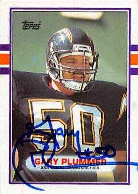 Gary Plummer autographed football card (San Diego Chargers) 1989 Topps ...