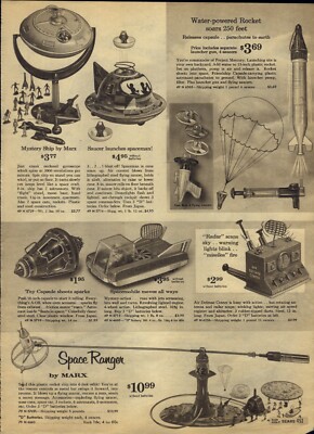 1963 PAPER AD Marx Space Ranger Saucer Launch Spaceman Remco Sky Diver ...