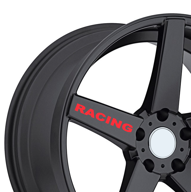 RACING - Wheel Decal Kit - Sport turbo Mirror Car Emblem sticker - Red ...