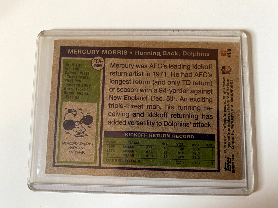 2012 Topps Archives Mercury Morris Fan Favorites Auto | eBay