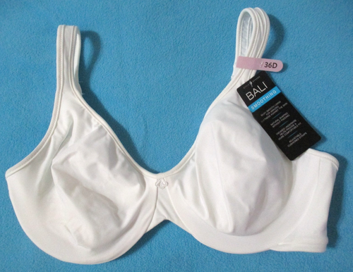 NEW WOMENS BALI BRA 36D SMOOTHING DF3383 WHITE ENCASED UNDERWIRE 36 D ...