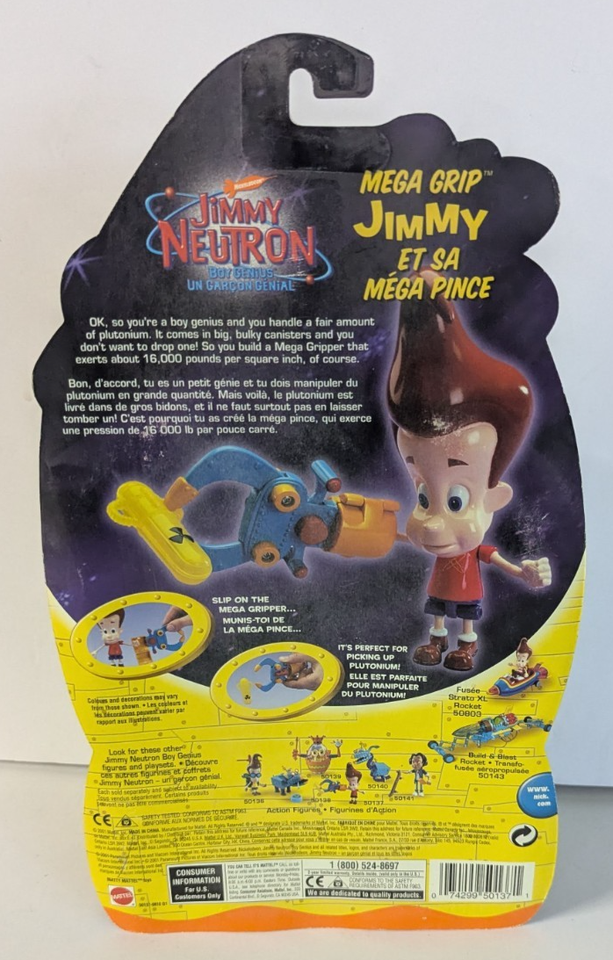 2001 Nickelodeon Jimmy Neutron Boy Genius Mega Grip Jimmy Figure NOS | eBay