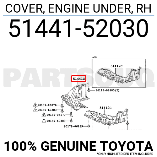 5144152030 Genuine Toyota COVER, ENGINE UNDER, RH 51441-52030 | eBay