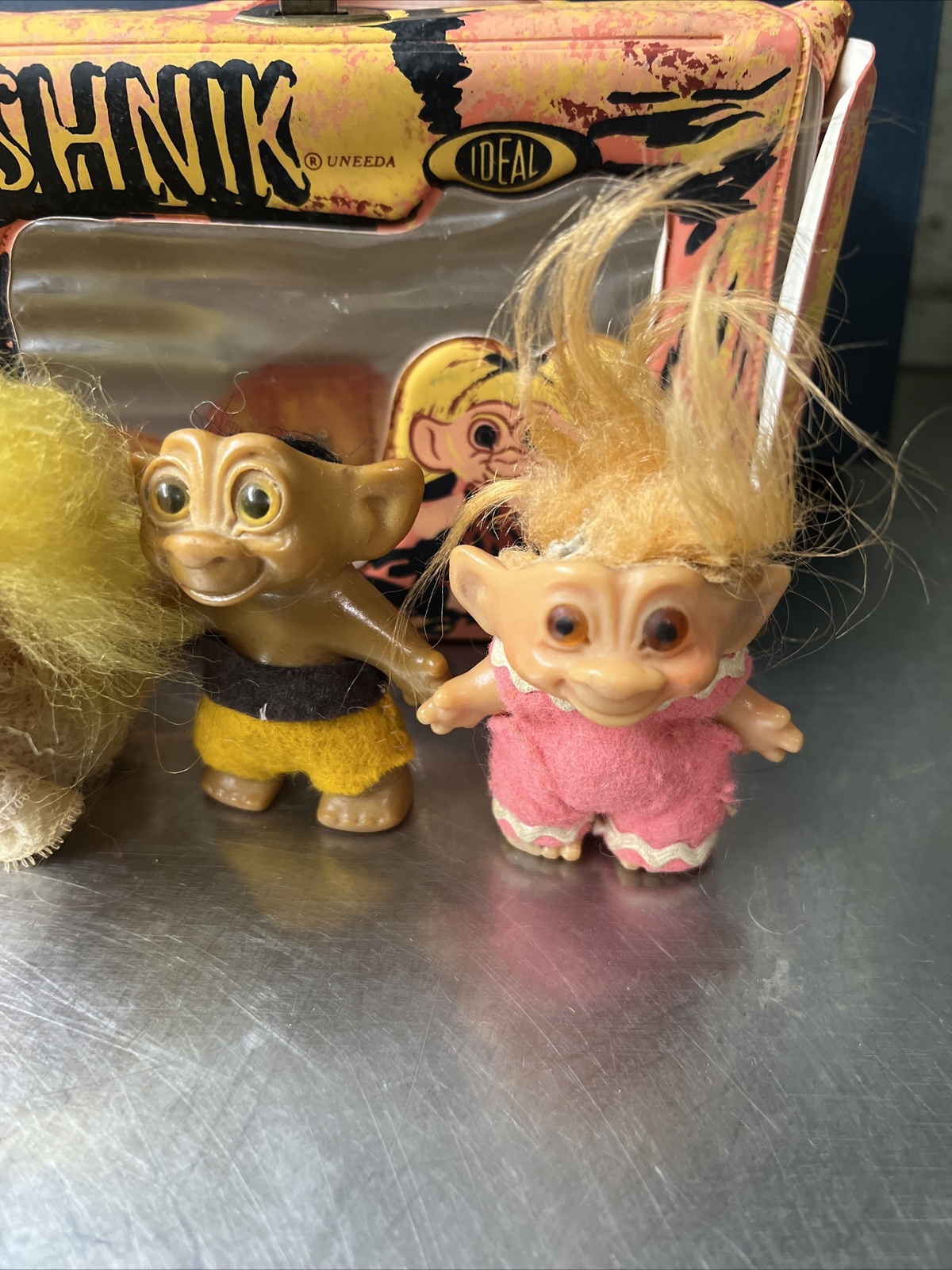 Ideal Uneeda Wishnik Troll Caveman Doll + Trolls + Case Vintage 1960s ...